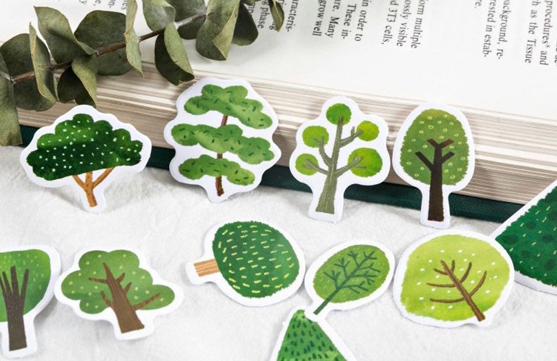 45pcs Forest Stickertrees Sticker Box Setscrapbook - Etsy