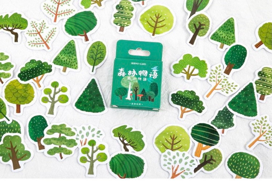 45pcs Forest Stickertrees Sticker Box Setscrapbook - Etsy
