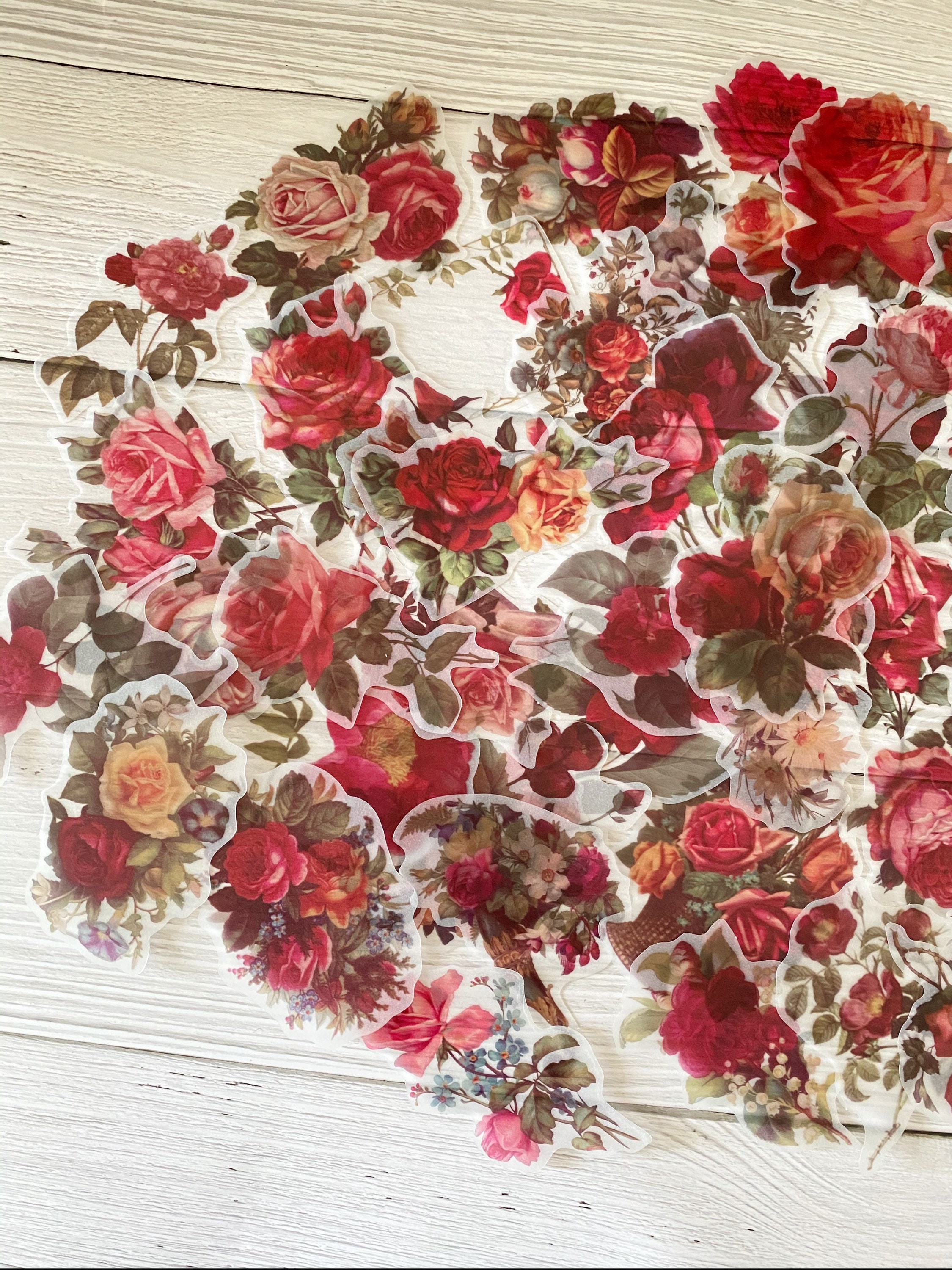 55Pcs Vintage Rose StickerLarge Size Floral Sticker Pack | Etsy