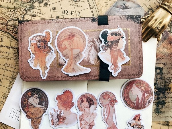 19pcs Mucha Stickers Packvintage Ephemera Stickersgoddess - Etsy