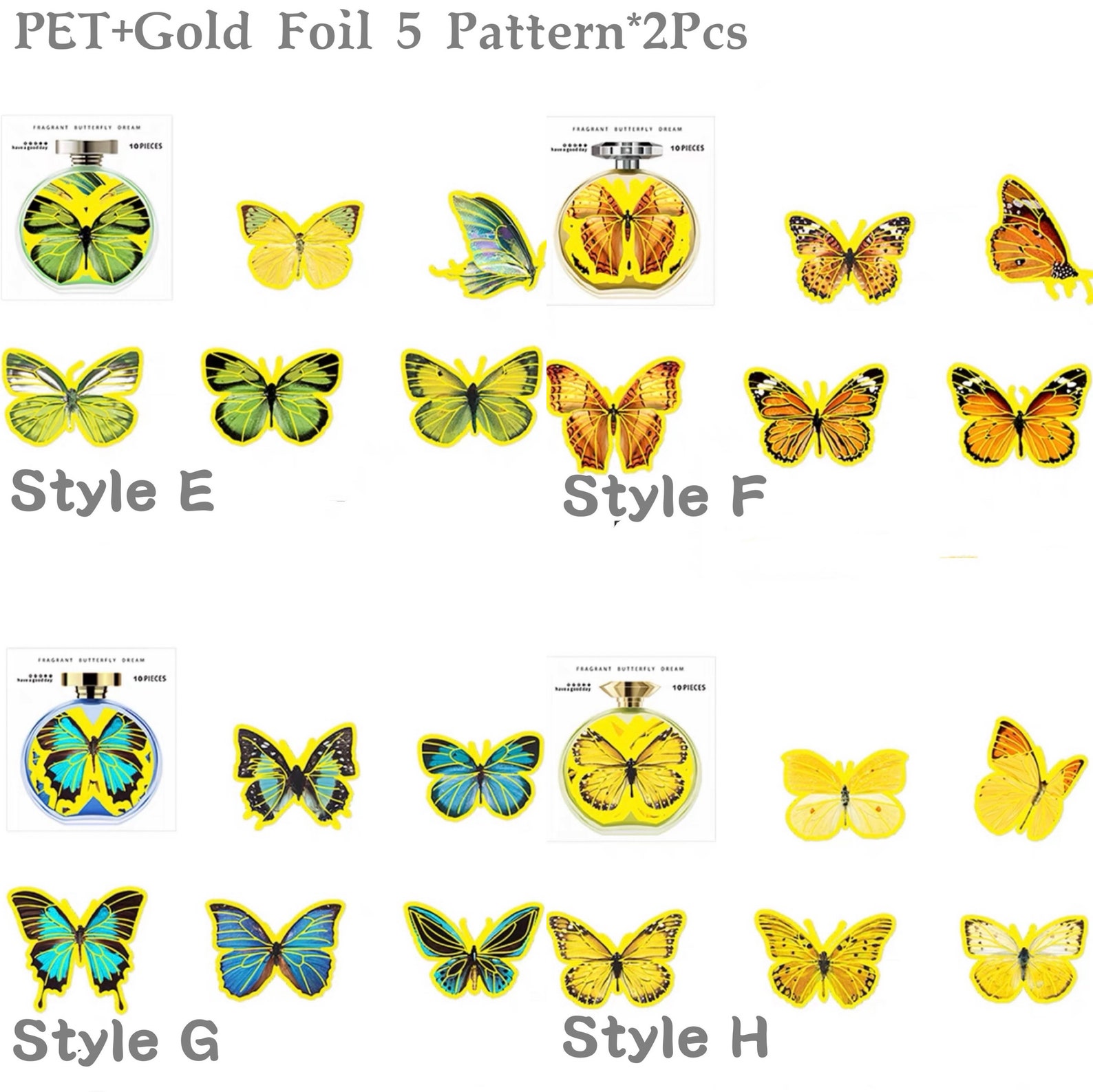 10pcs Extra Large Butterfly Sticker,gold Foil Butterfly Sticker ...