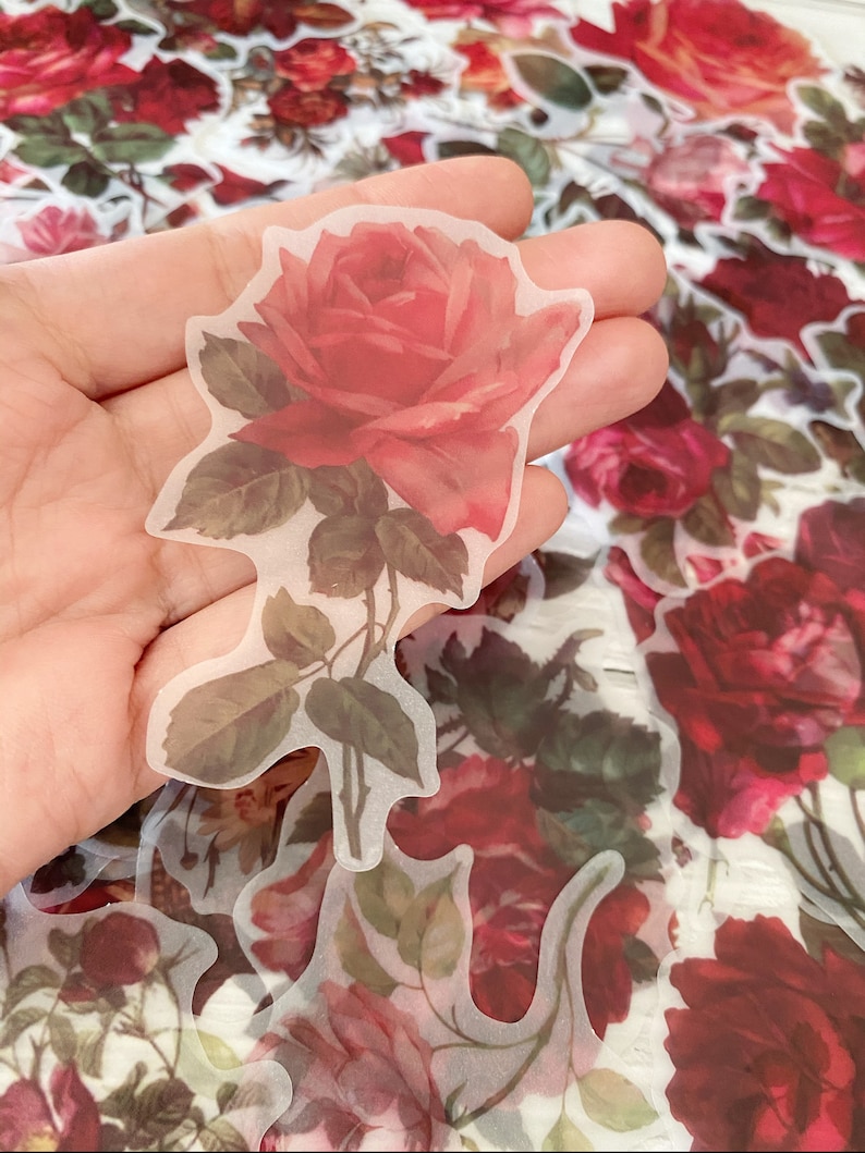 55pcs Vintage Rose Stickerlarge Size Floral Sticker Pack | Etsy