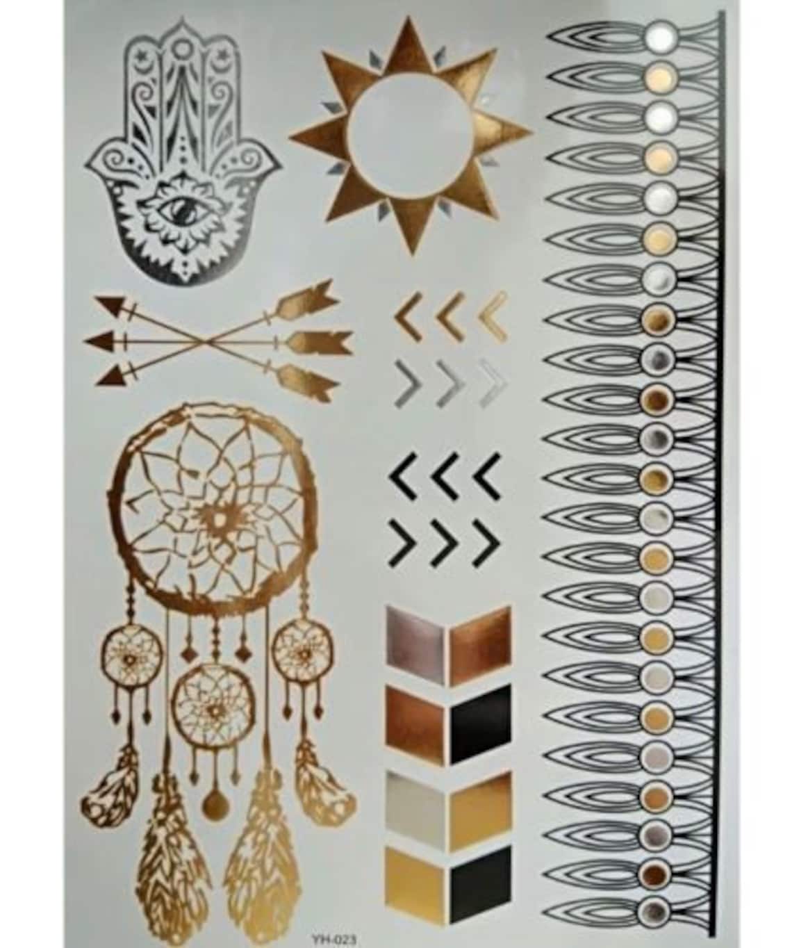 Metallic Temporary Tattoo Gold Silver Black Tattoos Body Art - Etsy