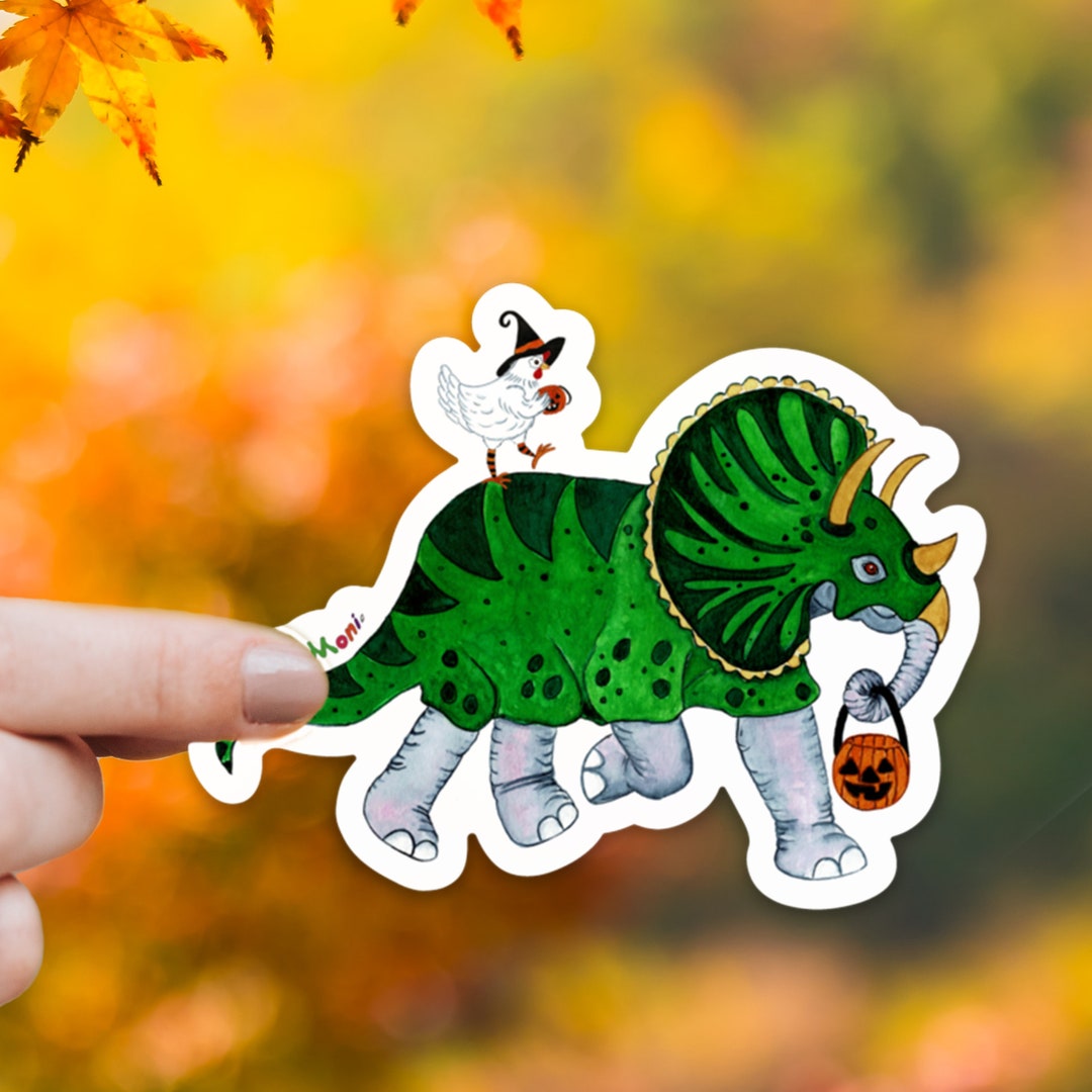 Dinosaur Waterproof Sticker Cute Halloween Sticker Trick or - Etsy