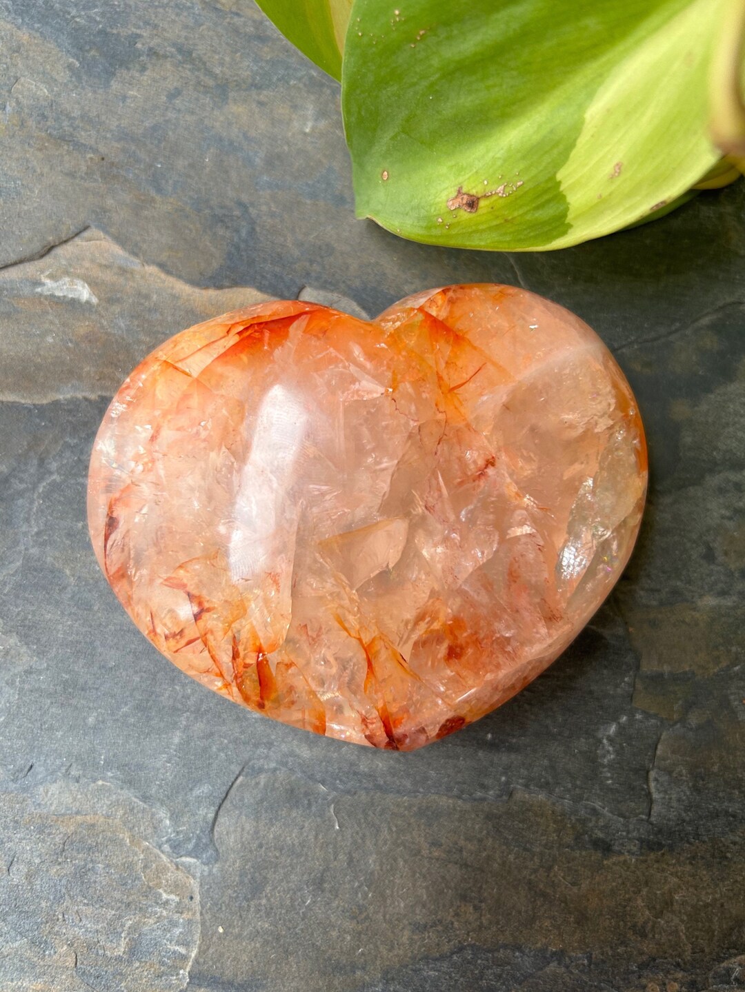 Large Hematoid Quartz Heart- Fire Quartz- Harmony and Vitality - Etsy