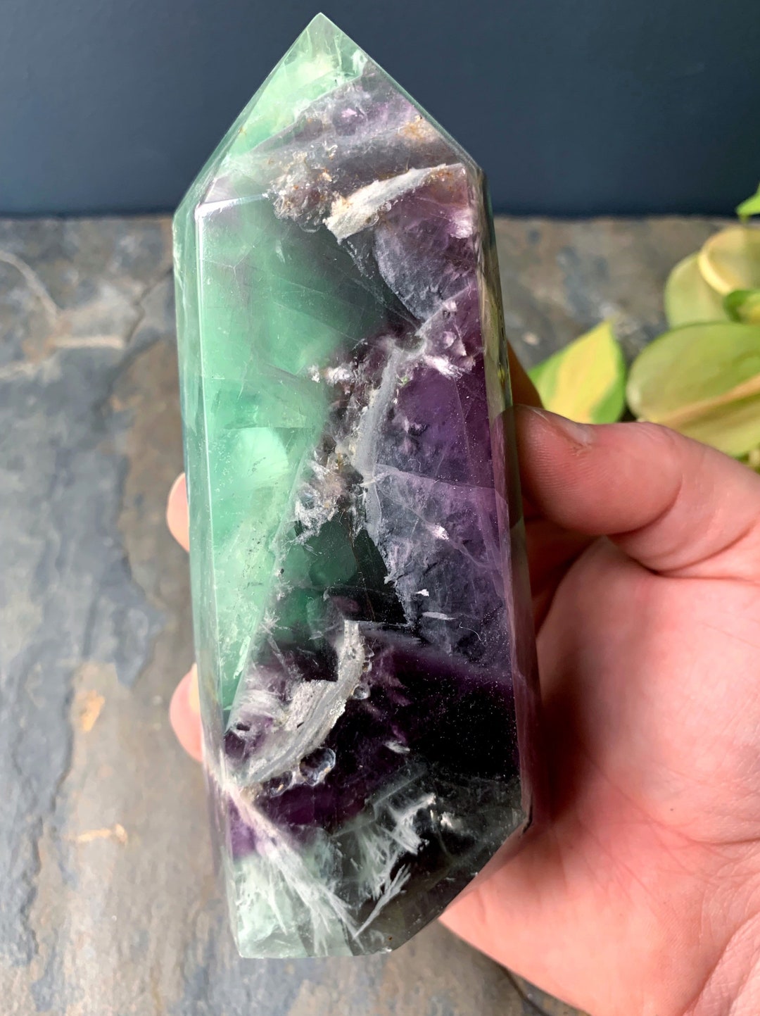 Snowflake Fluorite Tower, Purple and Green Fluorite Tower - Etsy