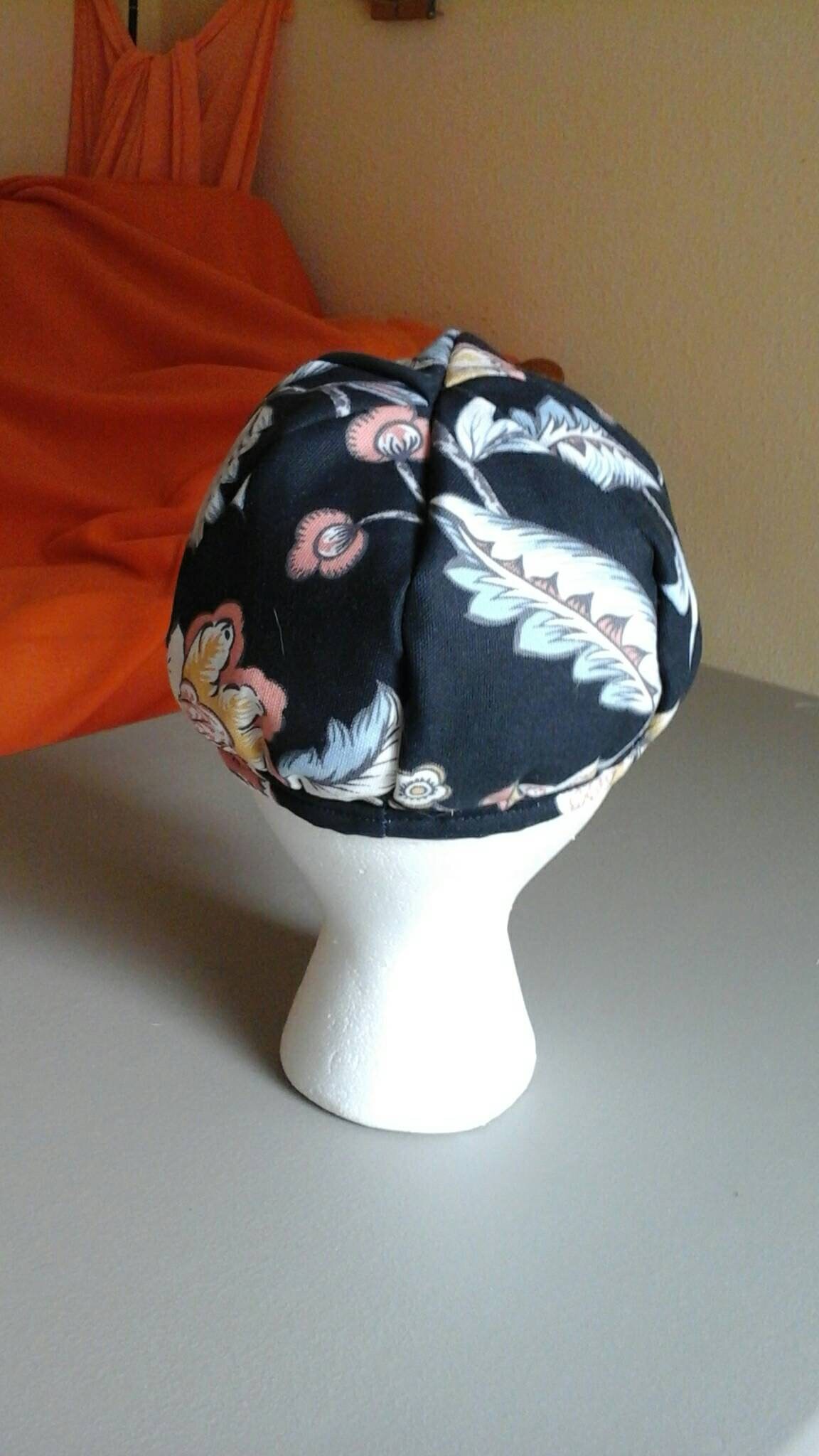 Popular Version of the Bakers Cap in a Jacobean Pattern of Blue, White ...