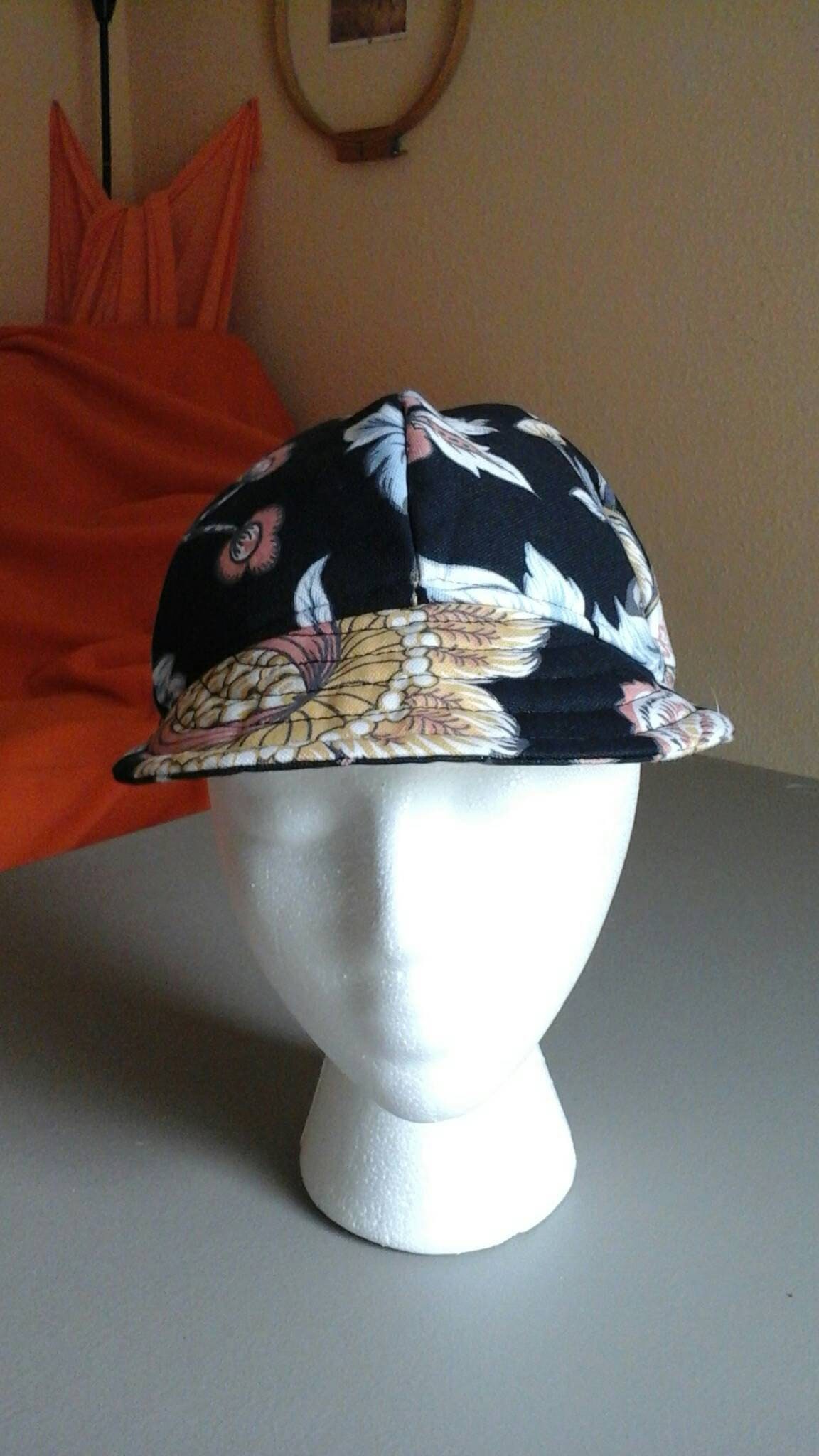 Popular Version of the Bakers Cap in a Jacobean Pattern of Blue, White ...