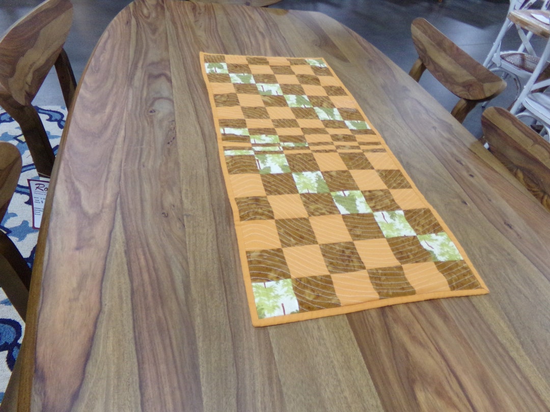 Quilted Checkerboard Pattern Table Topper, in Washable Cotton to ...