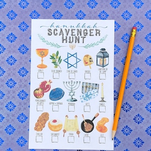 Printable Hanukkah Scavenger Hunt for Kids Watercolor Woodland and ...