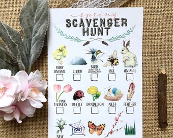 Spring Scavenger Hunt for Kids | PDF Printable | Nature Walk Game ...