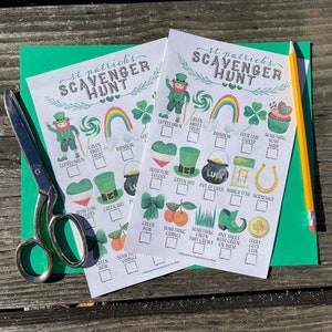 Printable St Patrick's Day Scavenger Hunt for Kids Watercolor Full ...