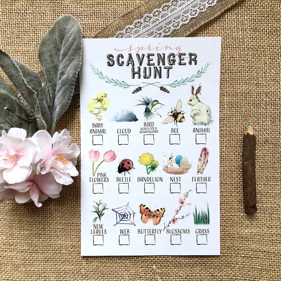 Printable Spring Nature Scavenger Hunt Game Activity Sheet for Kids ...