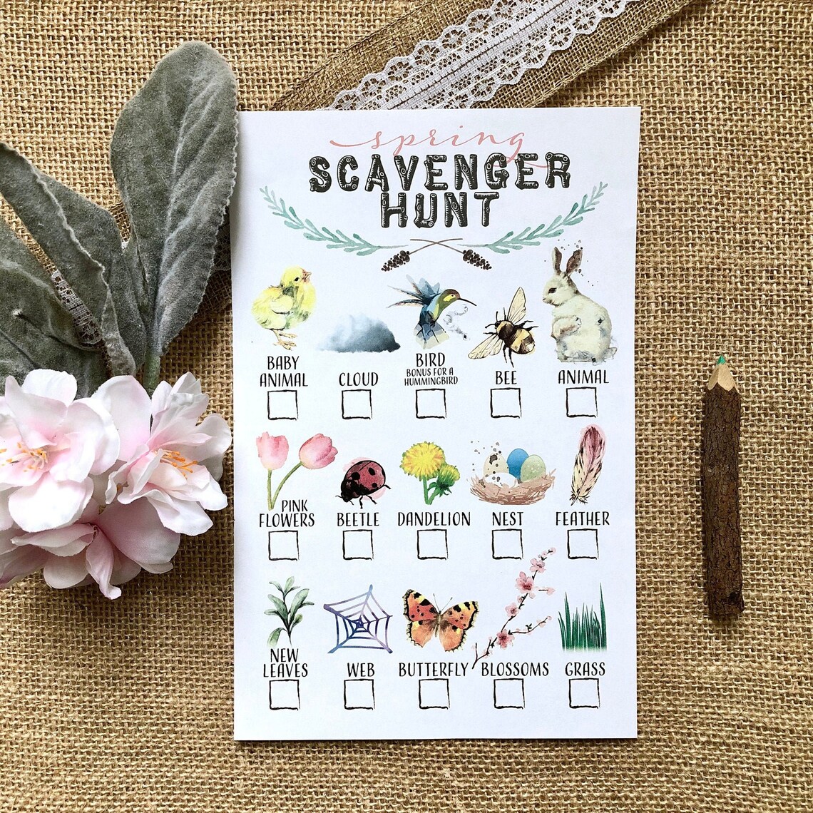 Printable Spring Nature Scavenger Hunt Game Activity Sheet for - Etsy ...
