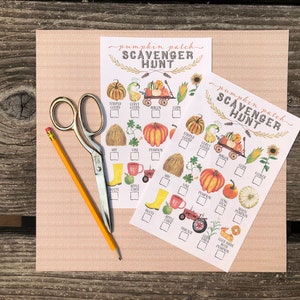 Printable Pumpkin Patch Scavenger Hunt for Kids Watercolor Full Color ...