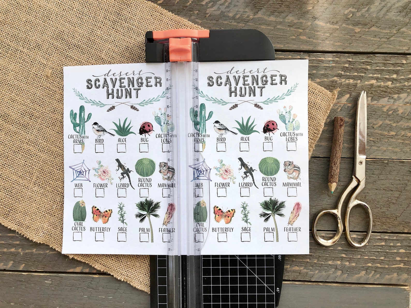 Watercolor Desert Printable Scavenger Hunt for Kids With Cactus, for ...