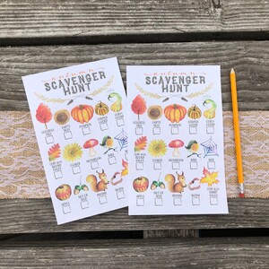 Printable Fall Autumn Scavenger Hunt for Kids Watercolor Full Color for ...