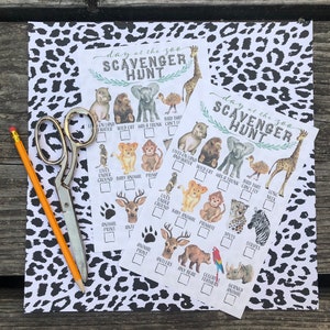 Printable Zoo Scavenger Hunt for Kids Watercolor Full Color for Outdoor ...