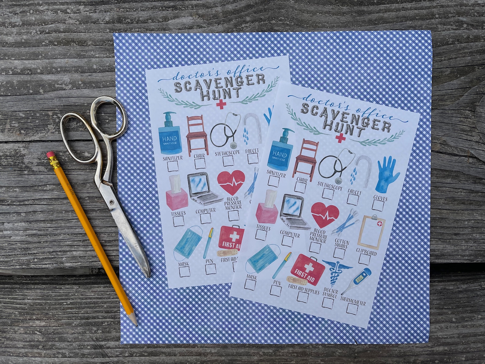 Printable Doctor's Office Scavenger Hunt for Kids Watercolor Hospital ...