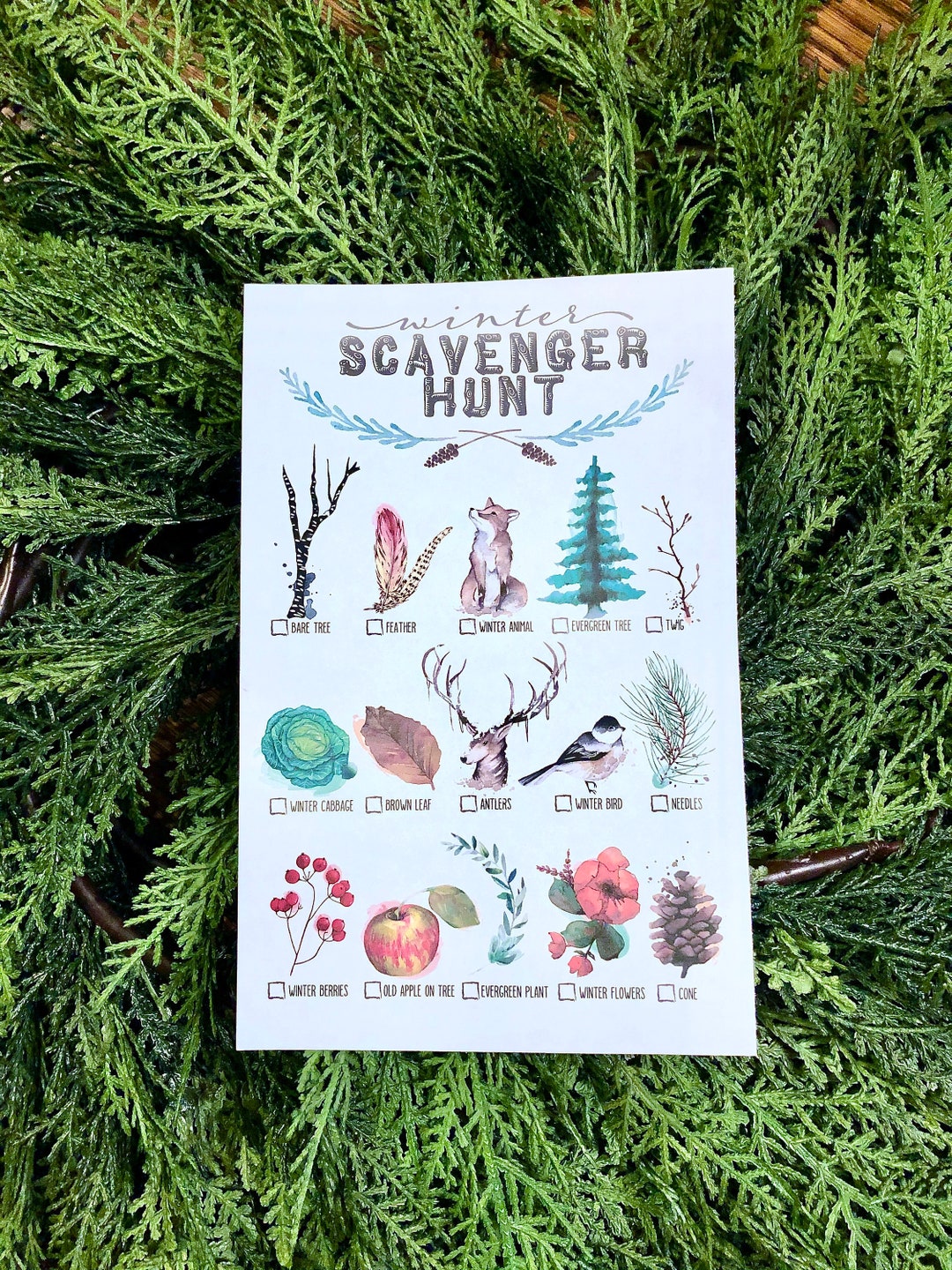 Printable Winter Nature Scavenger Hunt Game Activity Sheet for Kids ...