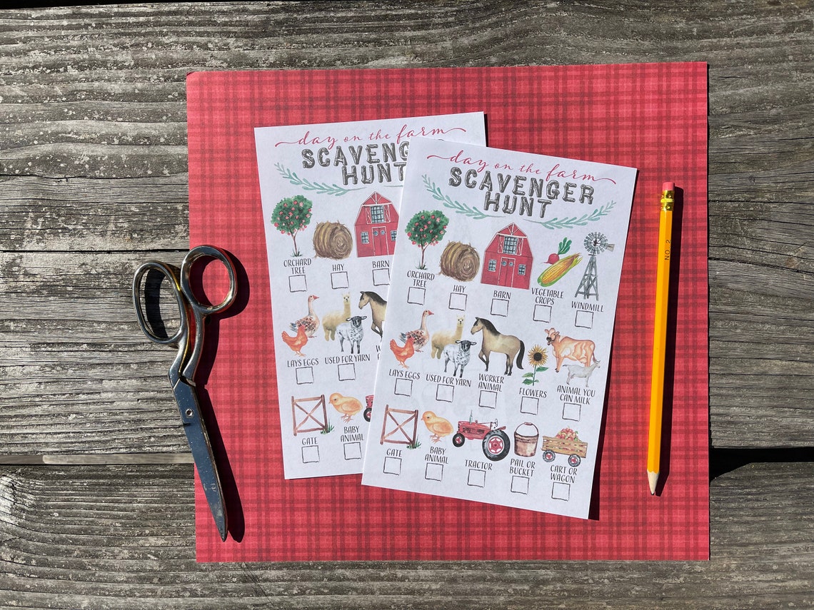 Printable Farm Scavenger Hunt for kids watercolor full color | Etsy