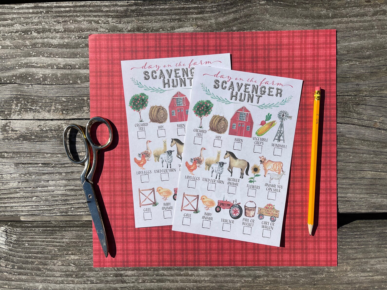 Printable Farm Scavenger Hunt for kids watercolor full color | Etsy