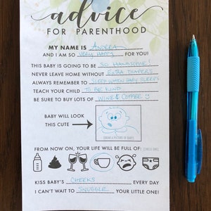 Printable Shower Advice for Parents to Be Vintage Blue and Sage Green ...