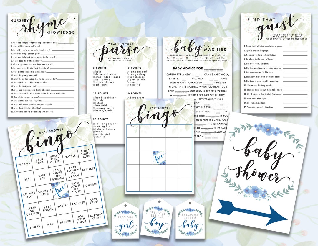 Printable Baby Shower Games Package Combo Pack Bundle With Multiple ...