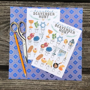 Printable Hanukkah Scavenger Hunt for Kids Watercolor Woodland and ...