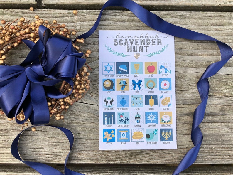 Printable Hanukkah Scavenger Hunt Game Activity Sheet for Kids With ...