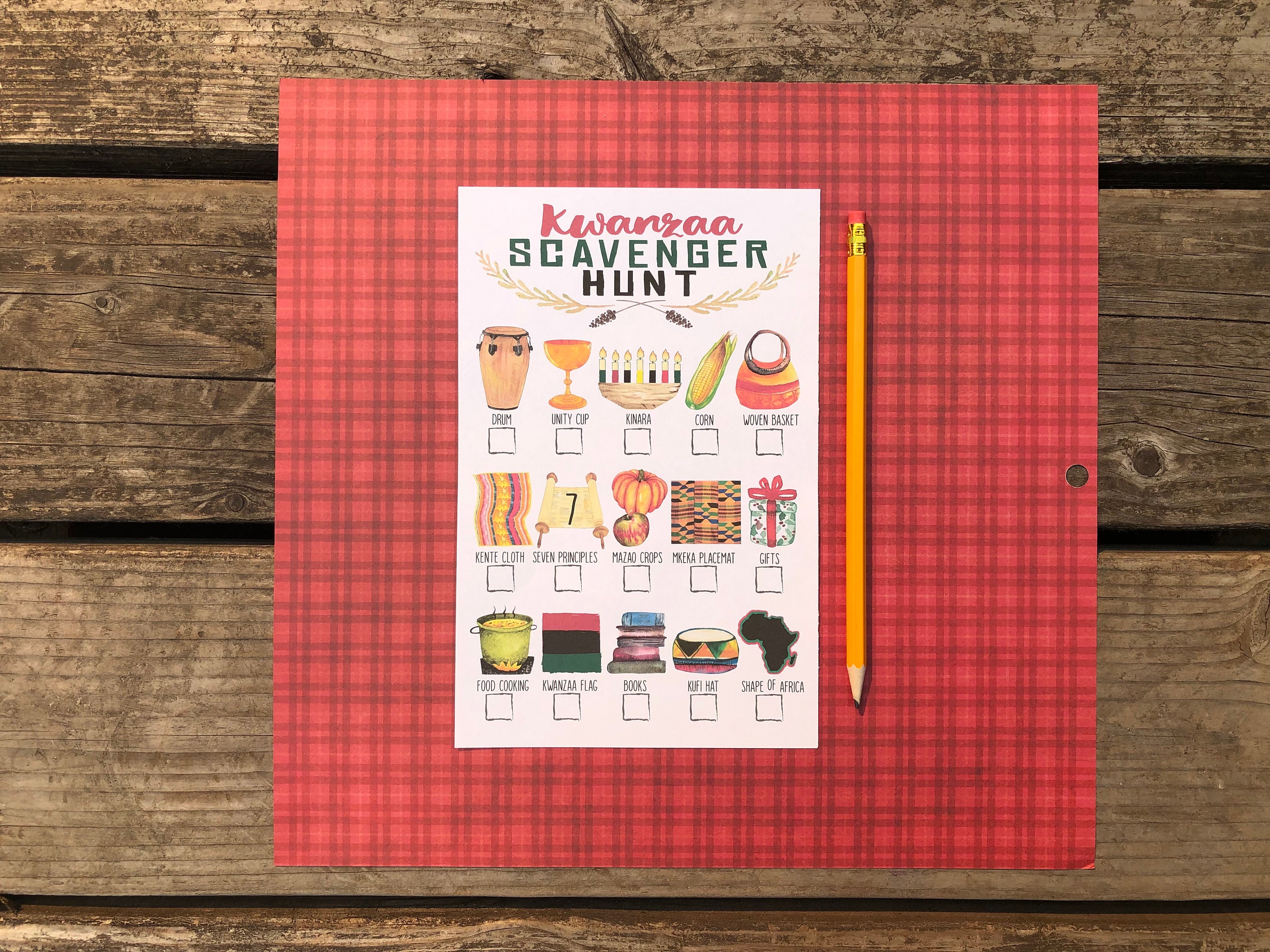 Printable Kwanzaa Scavenger Hunt for Kids Watercolor Holiday I Spy ...
