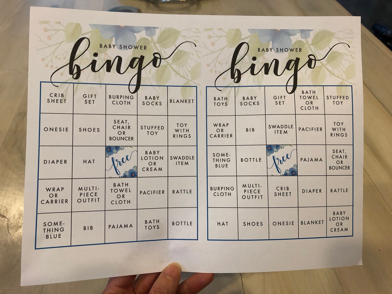 Printable Baby Shower Bingo Game Vintage Blue and Sage Green - Etsy
