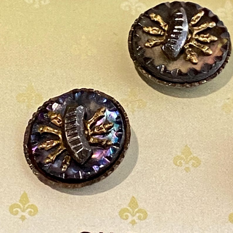 Victorian Pearls Mother of Pearl Buttons With Brass and Cut Steel ...