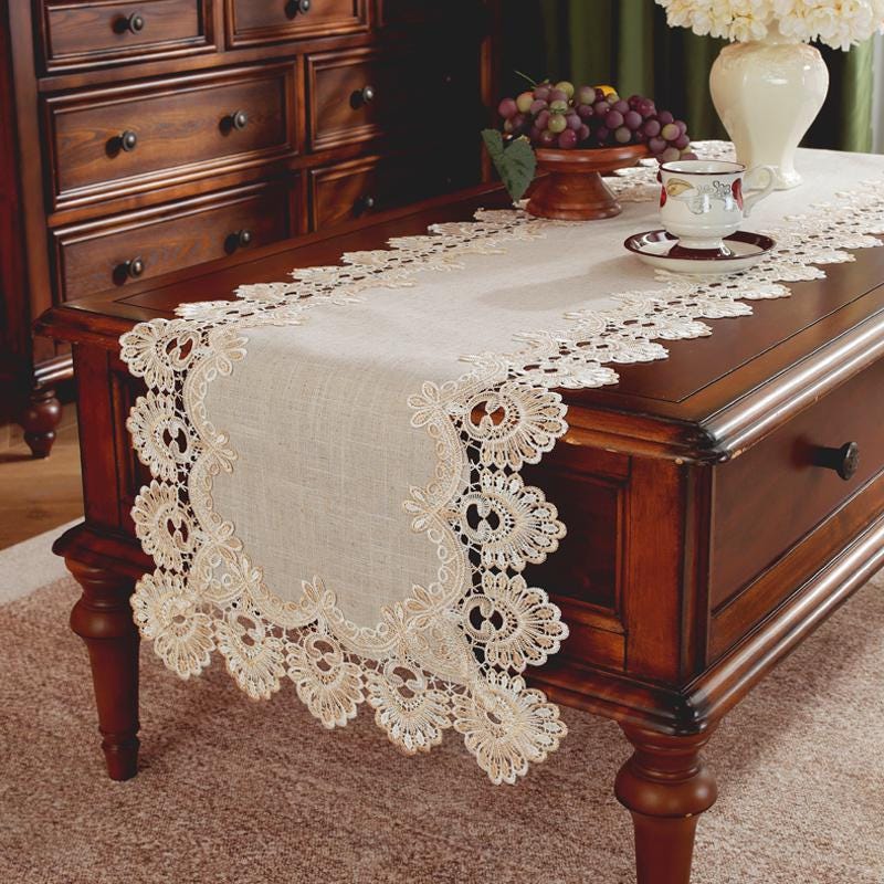 Beige Border Table Runner - Etsy