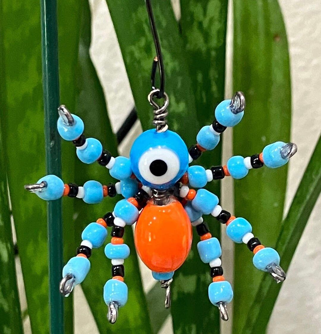 Beaded Spider Ornament - Blue Eyed Wonder - Etsy