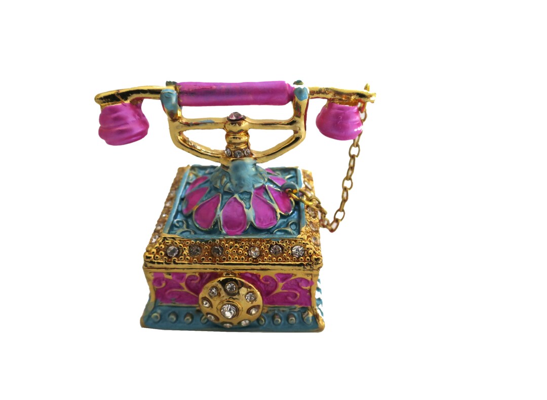 Jeweled Pink Vintage Telephone Hinged Metal - Etsy
