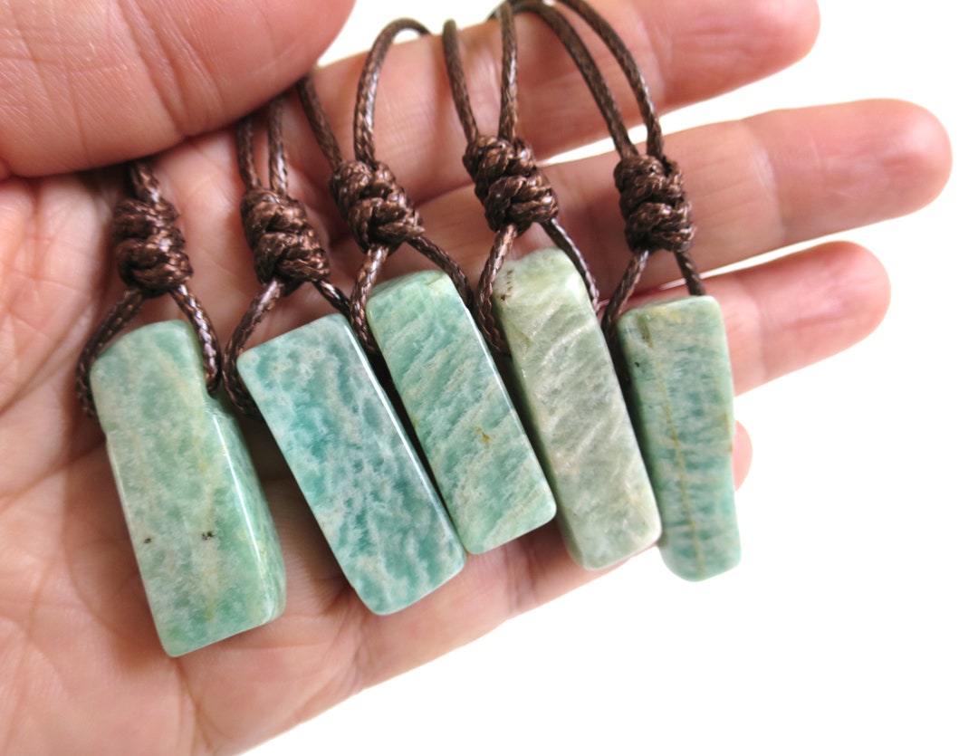 Men's Crystal Necklace, Amazonite Slab Pendant Necklace, Raw Stone ...
