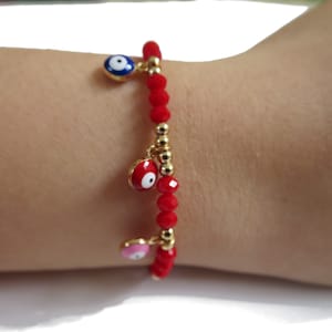 6 X Colorful Evil Eye Red Beads Bracelets Enameled Evil Eye - Etsy