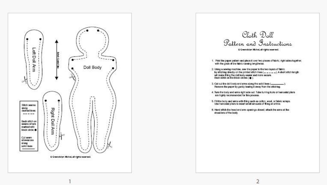 Small Doll Sewing Pattern 21.5cm 8.5” *digital Download* A4 and Letter ...