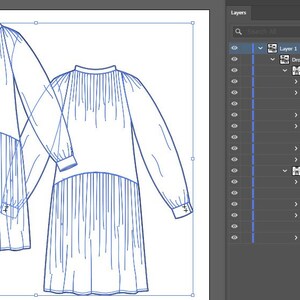 Fashion Flat Technical Sketches Dropwaist Dress Raglan Sleeves Placket ...