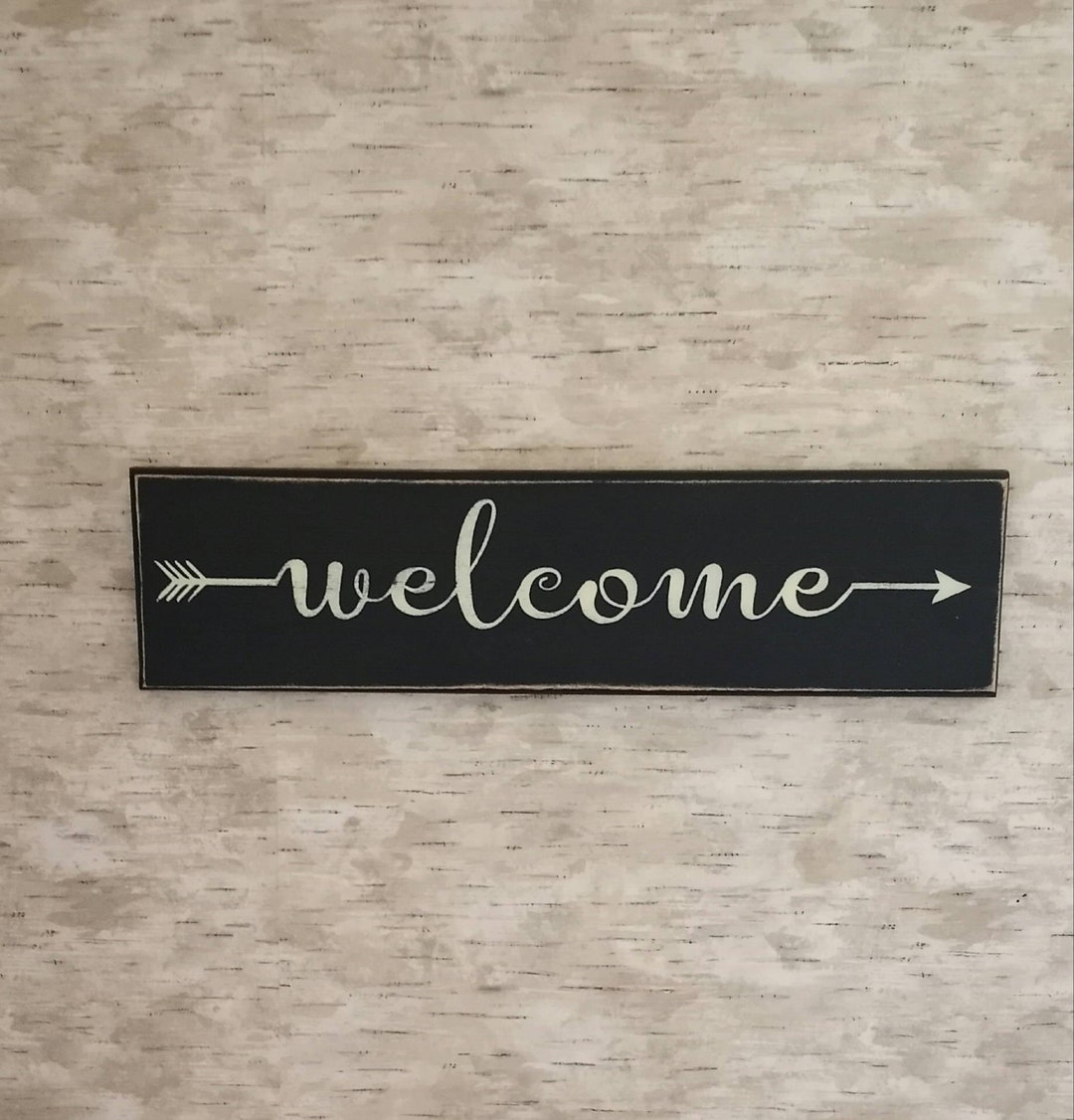 Welcome Arrow Wood Sign, Hand Painted Farmhouse Porch Decor - Etsy