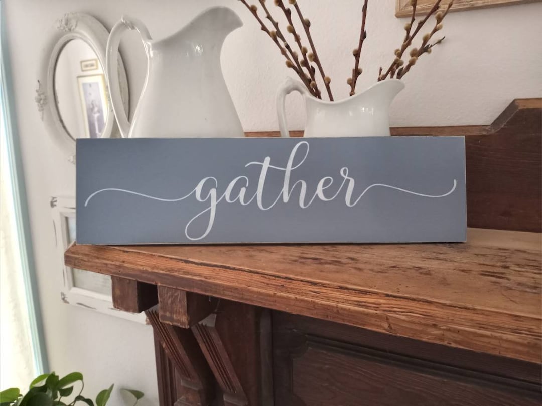 Gather Sign, Farmhouse Kitchen Sign, Kitchen Decor Sign, Dining Room ...