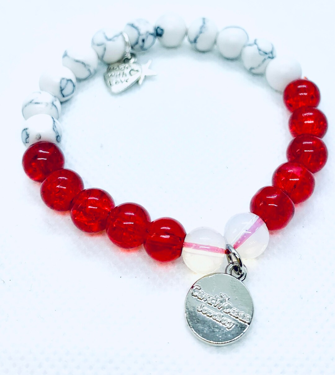 HOWLITE & MOONSTONE With Red Cherry 8mm Beads Talisman - Etsy
