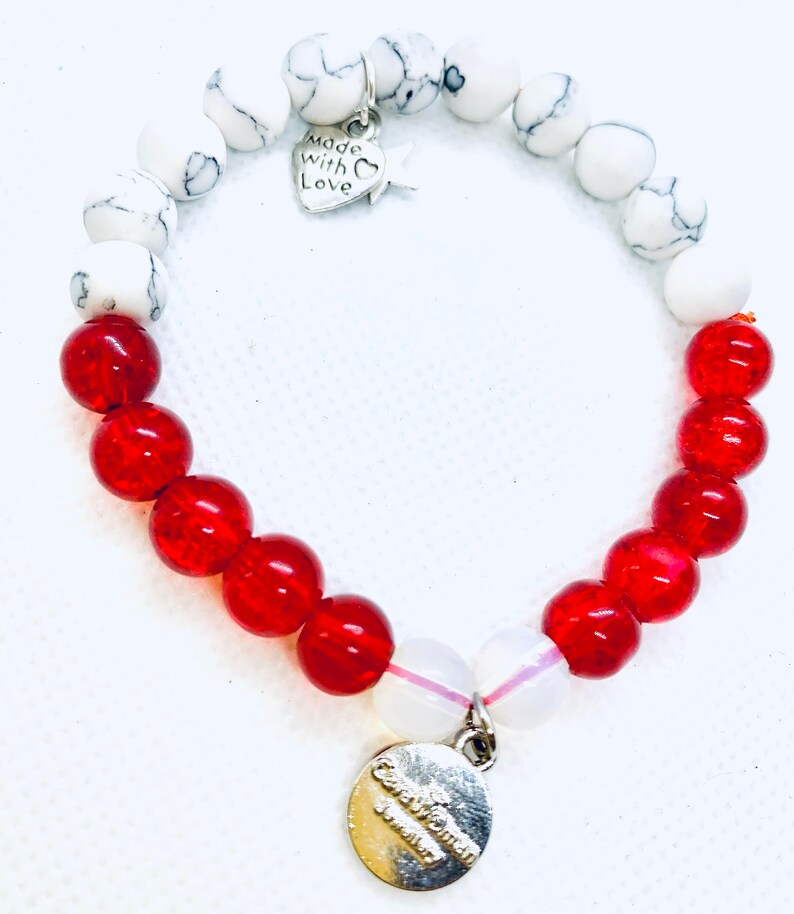 HOWLITE & MOONSTONE With Red Cherry 8mm Beads Talisman - Etsy