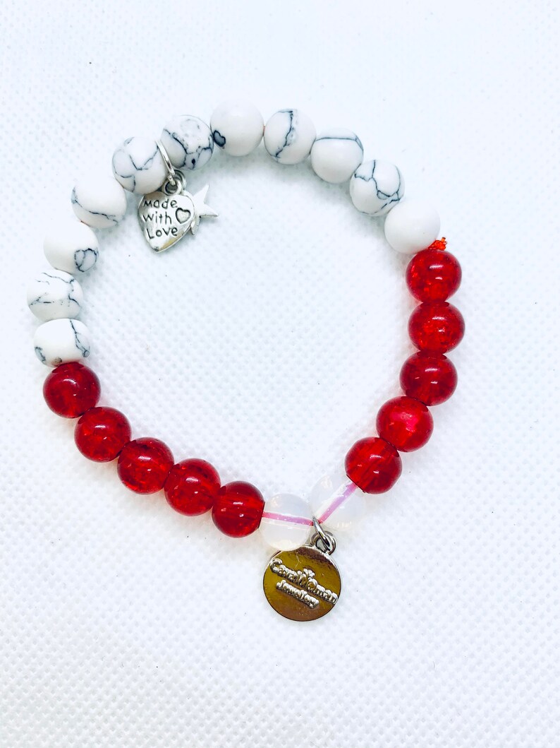 HOWLITE & MOONSTONE With Red Cherry 8mm Beads Talisman - Etsy