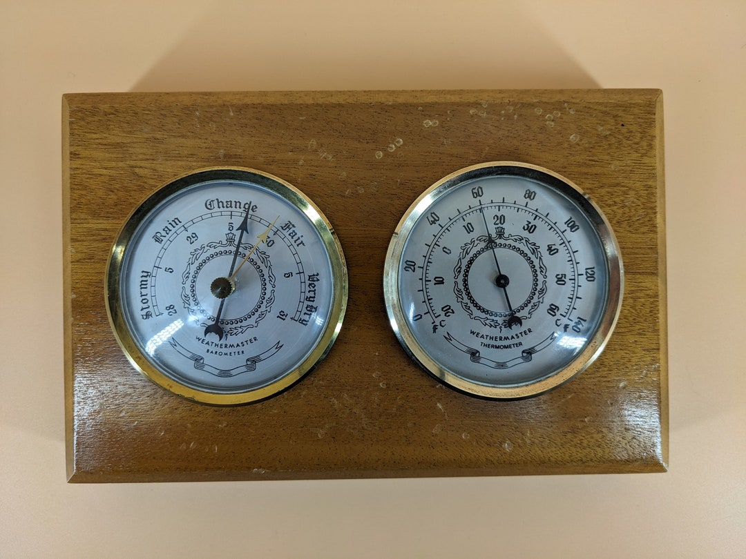 Vintage Weathermaster Aneroid Barometer and Thermometer Wood/brass Made ...
