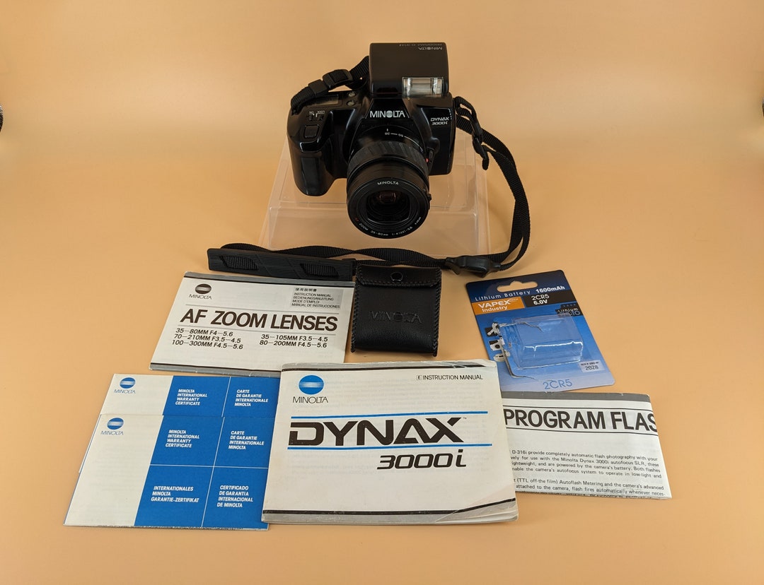 Minolta Dynax 3000i 35mm SLR Camera 35-80mm Lens and D314i Flash Tested ...