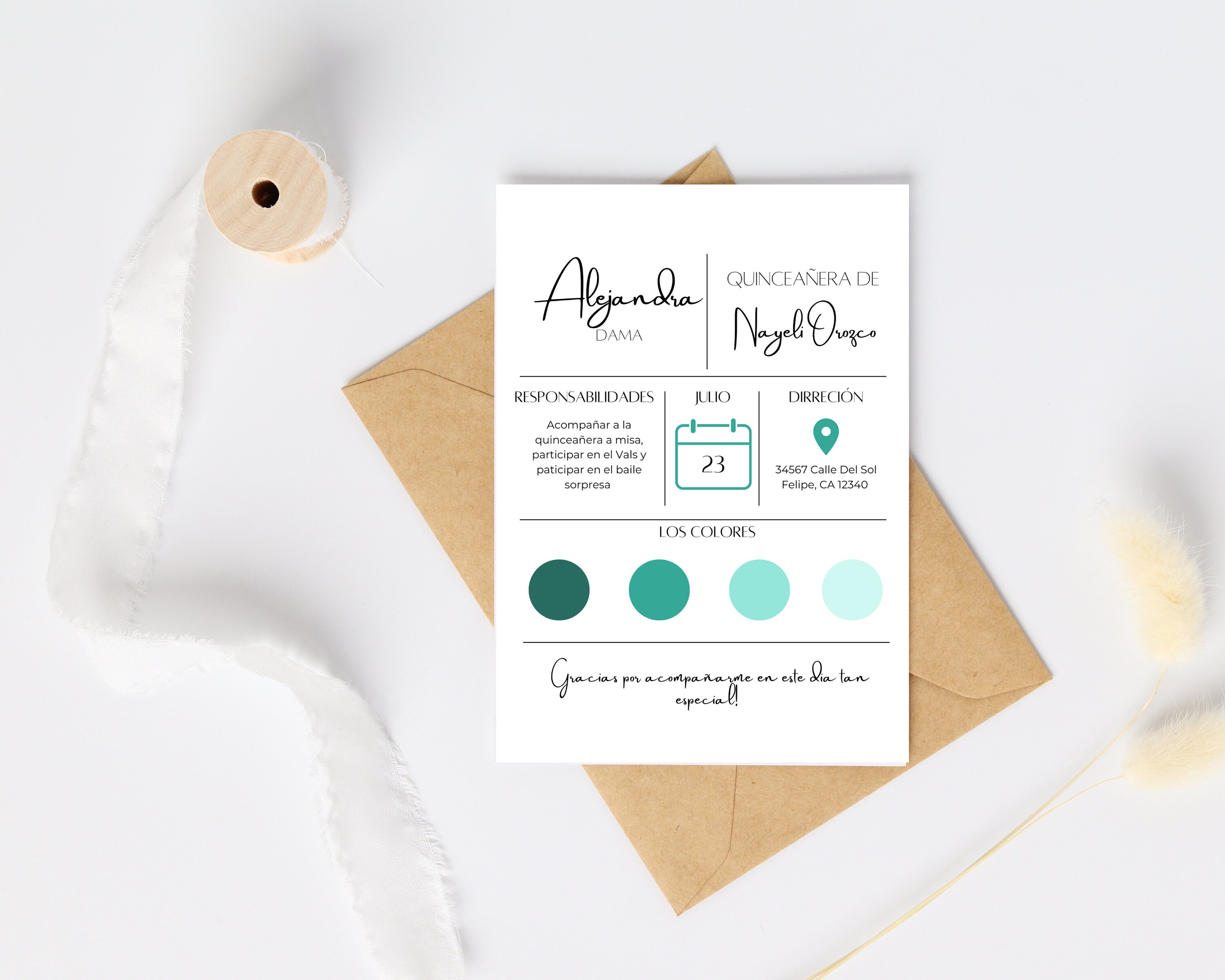 Quinceanera Info Card Template Customizable Quince Party Info - Etsy
