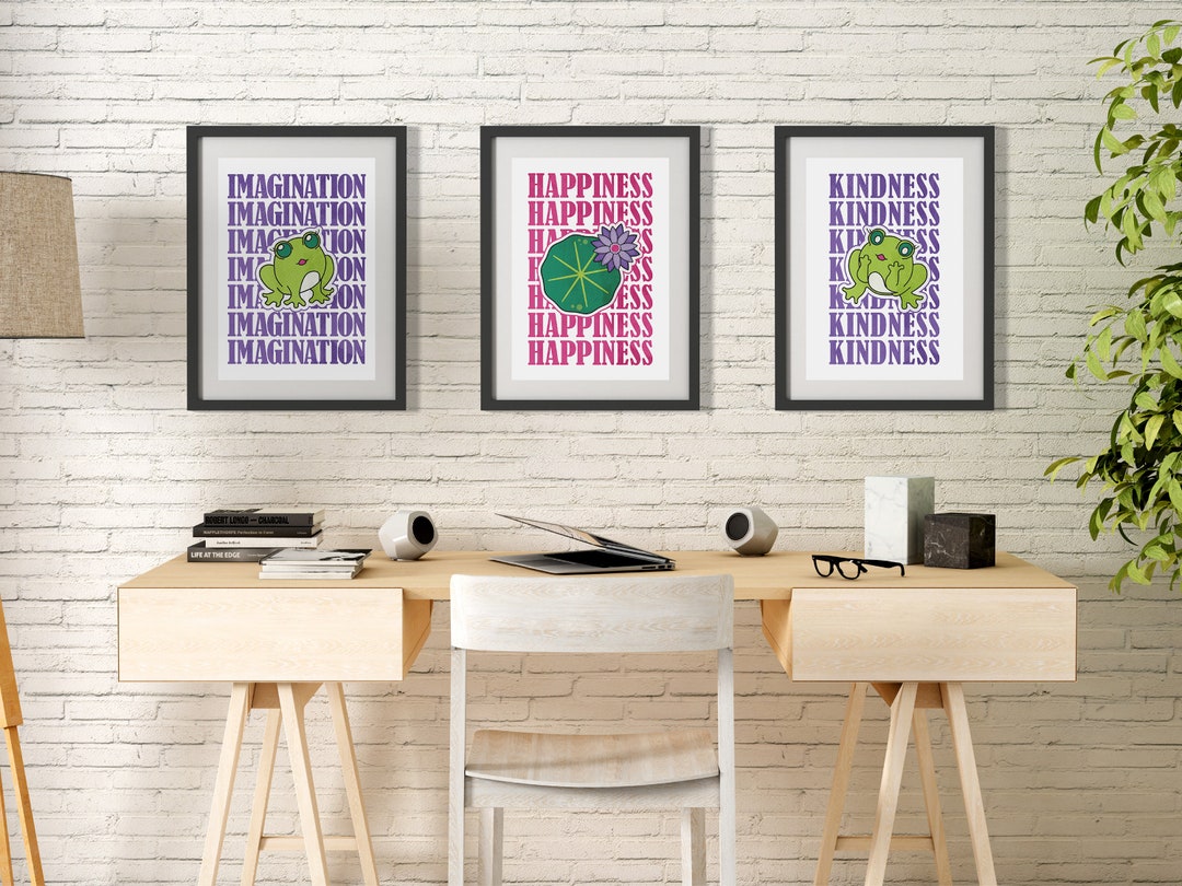 3 Fun Frog Themed Wall Posters - Frog Lover Poster Decor - Imagination ...
