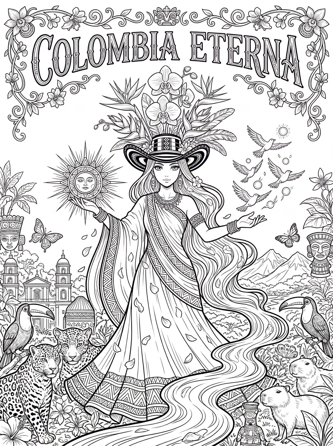 Colombia Eterna Anime Coloring Book, Colombia Culture & Indigenous ...